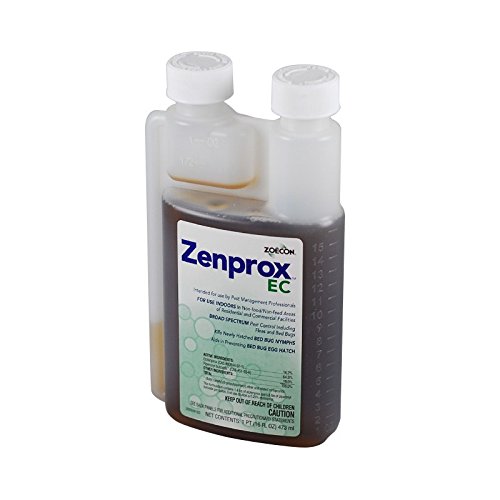 Zenprox EC Insecticide (16 oz pt) Ants, Bed bugs, Carpet beetles, Cockroaches, Confused flour beetles, Centipedes, Crickets, Darkling beetles, Dermestids, Earwigs, Firebrats, Flies, Fleas, Fruit flies, Gnats, Indian meal moths, Lesser grain borers, Millip