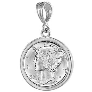 sterling silver dime bezel 18 mm coins prong back square edge 10 cent coin not included