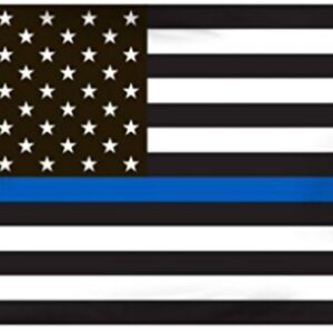 Thin Blue Line American Flag - 3 by 5 Foot Flag Honoring our Men and Women of Law Enforcement- Black, White, and Blue with Brass Grommets