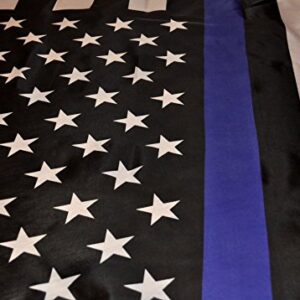 Thin Blue Line American Flag - 3 by 5 Foot Flag Honoring our Men and Women of Law Enforcement- Black, White, and Blue with Brass Grommets