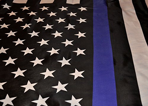 Thin Blue Line American Flag - 3 by 5 Foot Flag Honoring our Men and Women of Law Enforcement- Black, White, and Blue with Brass Grommets