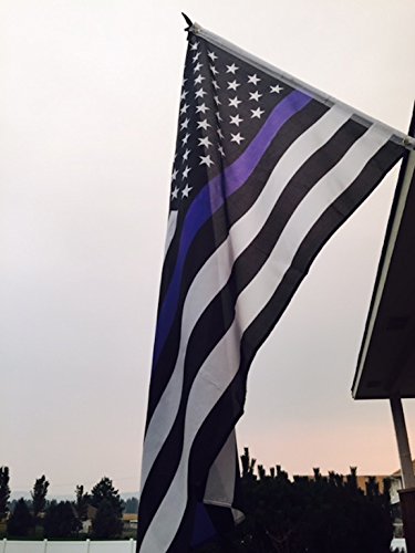 Thin Blue Line American Flag - 3 by 5 Foot Flag Honoring our Men and Women of Law Enforcement- Black, White, and Blue with Brass Grommets