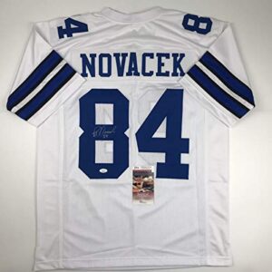 Autographed/Signed Jay Novacek Dallas White Football Jersey JSA COA