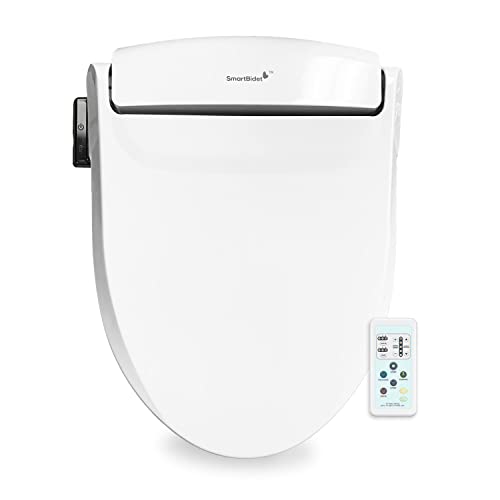 SmartBidet SB-1000 Electric Bidet Seat for Elongated Toilets with Remote Control- Electronic Heated Toilet Seat with Warm Air Dryer and Temperature Controlled Wash Functions (White)