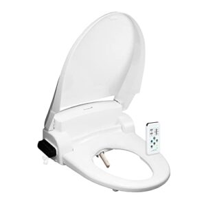 SmartBidet SB-1000 Electric Bidet Seat for Elongated Toilets with Remote Control- Electronic Heated Toilet Seat with Warm Air Dryer and Temperature Controlled Wash Functions (White)