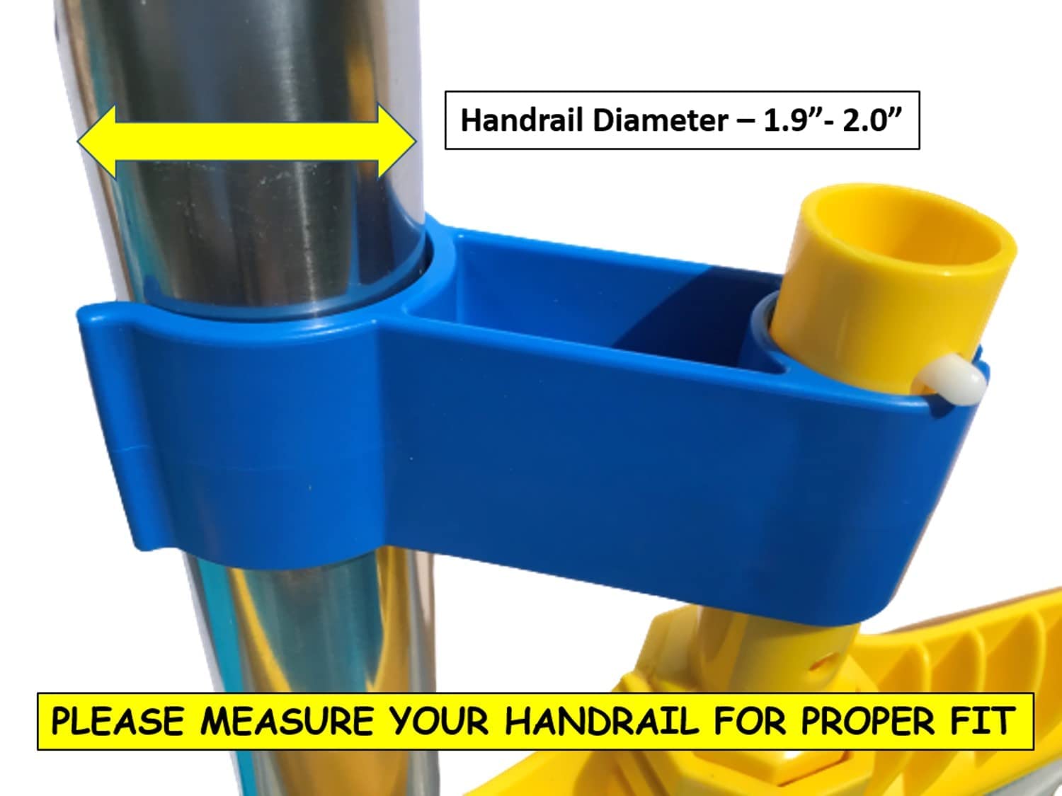 Leaf Bone - Leaf Net Skimmer Clip, In-Ground Swimming Pools and ONLY 1.9" Steel Ladder Handrails (Net Not Included), Leaf Rake Ladder Attachment