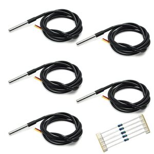 gikfun ds18b20 temperature sensor waterproof digital thermal probe sensor for arduino (pack of 5pcs) ek1083