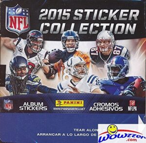 2015 panini nfl football sticker massive 50 packs factory sealed box with 350 stickers! look for all the top nfl superstars including tom brady, peyton manning, russell wilson andrew luck & many more!