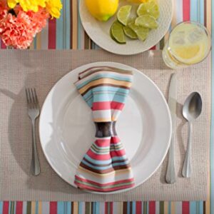 DII Indoor/Outdoor Tabletop Collection Multi-use, Machine Washable, Striped, Tablecloth, 60" Round w/Zipper, Summer Print