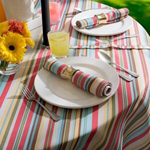 DII Indoor/Outdoor Tabletop Collection Multi-use, Machine Washable, Striped, Tablecloth, 60" Round w/Zipper, Summer Print