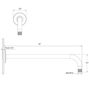 Purelux Shower Arm Extension Extra Long Water Outlet PJ1001 with Flange Made of Stainless Steel, Chrome finish 16 Inches