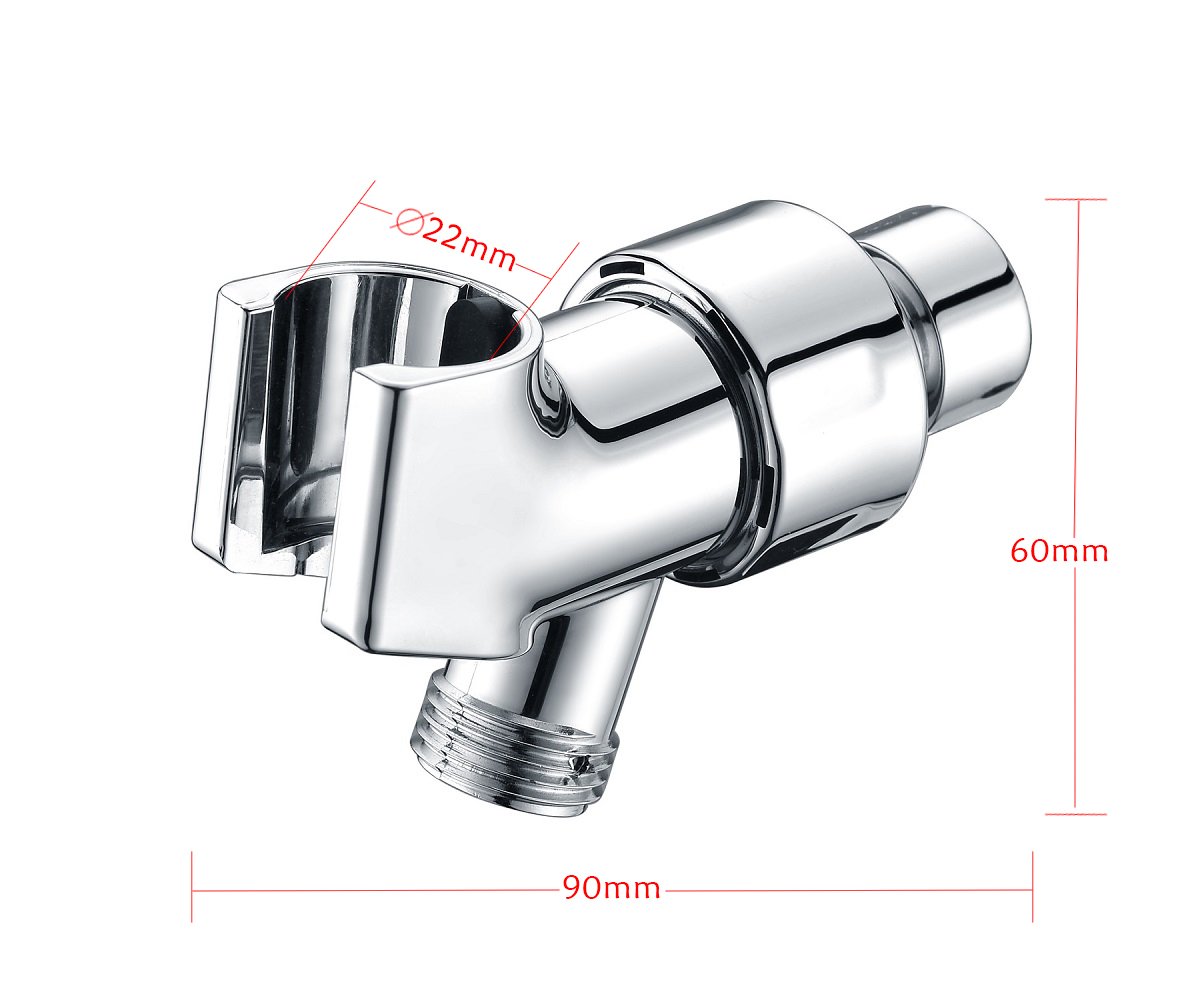 Purelux Adjustable Hand Shower Arm Mount with Brass Swivel Ball Connector, Chrome Showerhead Holder