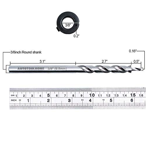 AUTOTOOLHOME 3/8" drill bit with Depth Stop Collar 6.5" Length Replacement Twist Step for Manual pocket hole Jig Master System