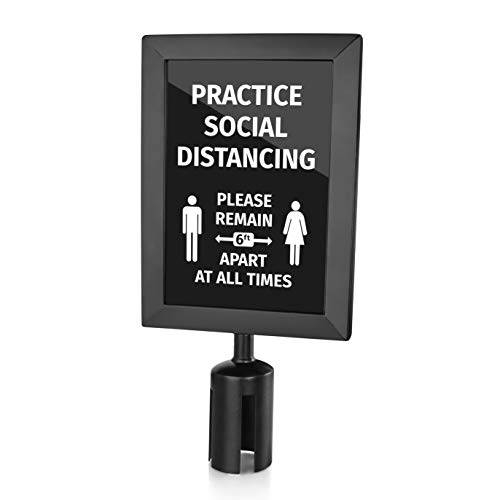 New Star Foodservice 54729 Commercial-Grade Stanchion Top Sign Frames, Black, Sign Sold Separately (Fits 2.5-Inch Post Diameter)