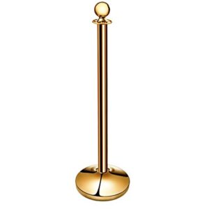 New Star Foodservice 54736 Round Top Brass Plated Stanchions, Set of 2 Posts with 1 of 79.5-Inch Red Velvet Rope