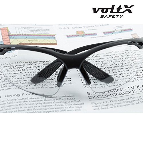 voltX 'Constructor' SAFETY READERS (CLEAR +1.5 Dioptre) Full Lens Reading Safety Glasses ANSI Z87.1+ & CE EN166F, Wraparound Style - Includes Safety Cord with headstop - UV400 anti fog coated lens