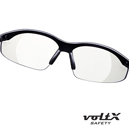 voltX 'Constructor' SAFETY READERS (CLEAR +1.5 Dioptre) Full Lens Reading Safety Glasses ANSI Z87.1+ & CE EN166F, Wraparound Style - Includes Safety Cord with headstop - UV400 anti fog coated lens