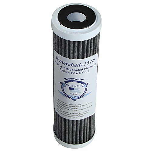 KleenWater Watershed2510 Hybrid Pleated / Carbon Block Whole House Water Filters, 2.5 x 10 Inch (3) - Unsurpassed Filtration - Dirt, Rust, Sediment, Chlorine, Cysts and More