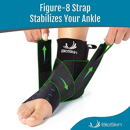 BIOSKIN Ankle Compression Brace - Ankle Wrap for Sprained Ankle, Post Injury Ankle Brace, Ankle Support Brace for Women and Men, Swollen Feet Relief