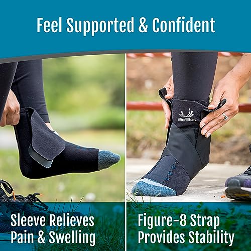 BIOSKIN Ankle Compression Brace - Ankle Wrap for Sprained Ankle, Post Injury Ankle Brace, Ankle Support Brace for Women and Men, Swollen Feet Relief