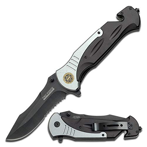 Tac-force Extra Large Grey 10.5" Folding Blade Spring Assisted Open Pocket Knife