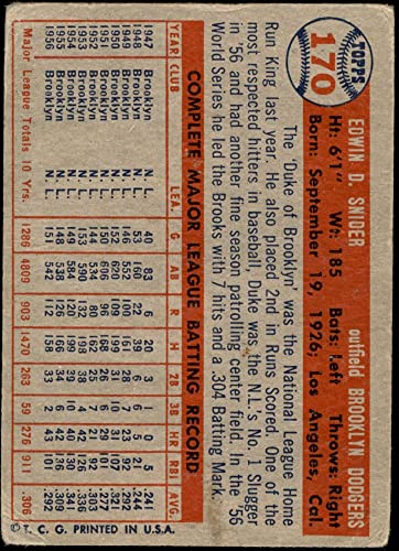 1957 Topps #170 Duke Snider Poor Dodgers