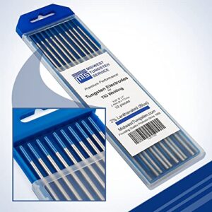 midwest tungsten service tig welding tungsten electrodes 10-pack (blue - 2% lanthanated tungsten (wl20/ewla-2), 3/32")