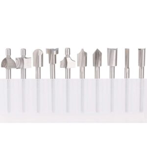 SPTA 10Pc HSS Router Carbide Engraving Bits & 10Pcs Router Bit 1/8"(3mm) Shank for Rotary Tools for DIY Woodworking, Carving, Engraving, Drilling