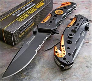 tac-force spring assisted opening emt ems orange rescue folding pocket knife model: