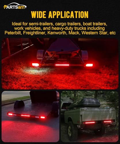 Partsam 1PC Red 15" 11 LED Light Bar Stop Turn Tail 3rd Brake Light Truck Trailer Identification ID Bar Waterproof DOT Compliant