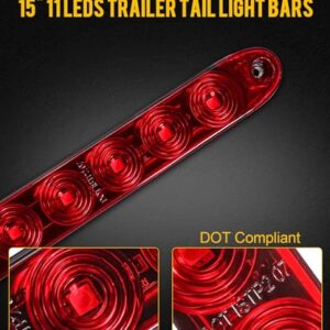 Partsam 1PC Red 15" 11 LED Light Bar Stop Turn Tail 3rd Brake Light Truck Trailer Identification ID Bar Waterproof DOT Compliant