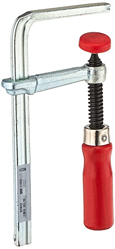 BESSEY GTR12 All Steel Table Clamp with 4 11/16 Capacity x 2 5/16 Throat Depth & 400 lb Clamping Force, Red/Silver