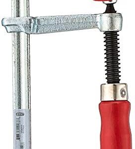 BESSEY GTR12 All Steel Table Clamp with 4 11/16 Capacity x 2 5/16 Throat Depth & 400 lb Clamping Force, Red/Silver