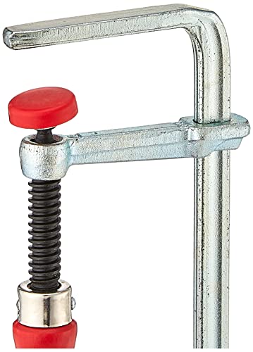 BESSEY GTR12 All Steel Table Clamp with 4 11/16 Capacity x 2 5/16 Throat Depth & 400 lb Clamping Force, Red/Silver