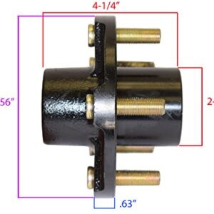 RIGID HITCH INCORPORATED Pair of 5-Bolt on 4-1/2 Inch Hub Assembly (AKSQ-2000545) Includes (2) Square Stock 1 Inch Straight Spindles & Bearings