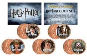 harry potter heroes colorized uk british halfpenny 5-coin set licensed