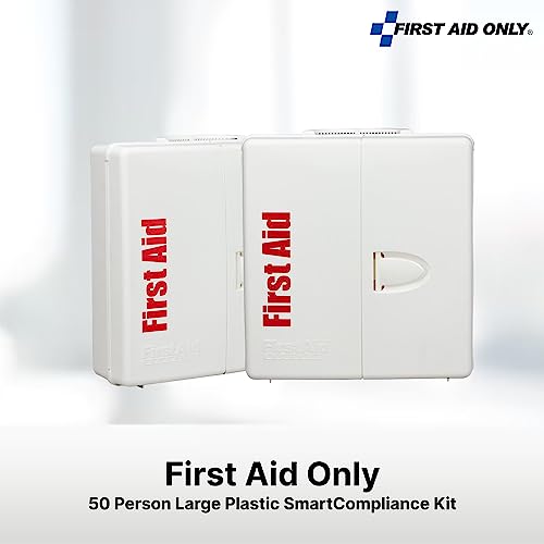 First Aid Only 1000-FAE-0103 50-Person SmartCompliance OSHA First Aid Kit for Businesses, Large Plastic First Aid Cabinet with Medications, 245 Pieces