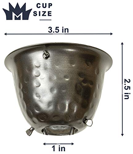 Monarch Rain Chains 50584 Aluminum Hammered Cup Rain Chain, 8-1/2 Feet Length Replacement Downspout for Gutters, 8.5', Pewter