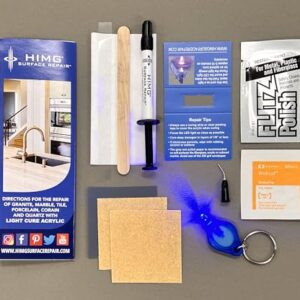 Clear - Quartz Countertop Repair Kit - Granite Repair Kit - Chip Repair Kit for Quartz, Granite, Marble, Corian, Porcelain, Acrylic, Edge Chips, Cracks - Quartz Chip Repair Kit - HIMG Surface Repair