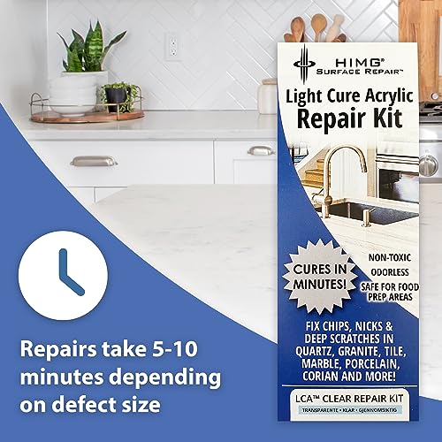 Clear - Quartz Countertop Repair Kit - Granite Repair Kit - Chip Repair Kit for Quartz, Granite, Marble, Corian, Porcelain, Acrylic, Edge Chips, Cracks - Quartz Chip Repair Kit - HIMG Surface Repair