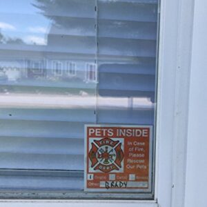 6 Pets Inside Red Safety Alert Warning Window Door Stickers; in Fire or Emergency They Notify Rescue Personnel to Save Pet; 3 X 3 Inches