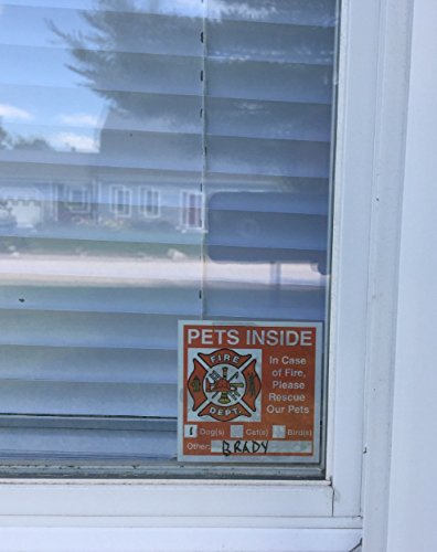 6 Pets Inside Red Safety Alert Warning Window Door Stickers; in Fire or Emergency They Notify Rescue Personnel to Save Pet; 3 X 3 Inches