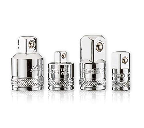 ARES 70007-4-Piece Socket Adapter and Reducer Set - 1/4-Inch, 3/8-Inch, & 1/2-Inch Ratchet/Socket Set Extension/Conversion Kit - Premium Chrome Vanadium Steel with Mirror Finish