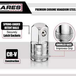 ARES 70007-4-Piece Socket Adapter and Reducer Set - 1/4-Inch, 3/8-Inch, & 1/2-Inch Ratchet/Socket Set Extension/Conversion Kit - Premium Chrome Vanadium Steel with Mirror Finish