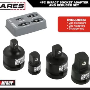 ARES 27070-4-Piece Impact Socket Adapter and Reducer Set - 1/4-Inch, 3/8-Inch & 1/2-Inch Impact Rated Step-Up and Step-Down Adapters with Included Storage Case