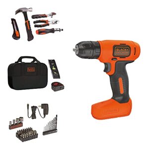 black+decker 8v drill & home tool kit, 57 piece (bdcd8pk)