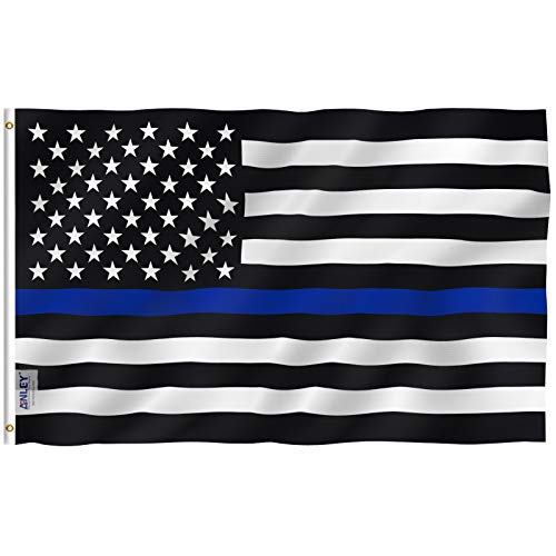 Anley Fly Breeze 3x5 Foot Thin Blue Line USA Flag - Vivid Color and Fade Proof - Canvas Header and Double Stitched - Honoring Law Enforcement Officers Flags Polyester with Brass Grommets