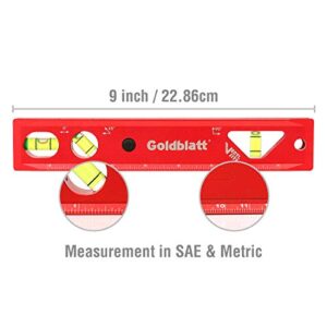 Goldblatt 3-Piece Torpedo Level Set - 9", 24", 48" Spirit Level Included, Aluminum Alloy Construction