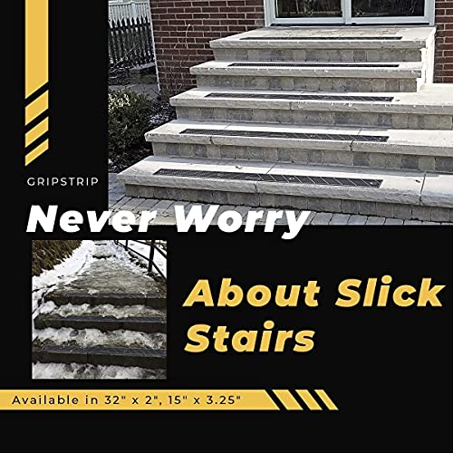 GripStrips Anti-Slip Treads - 8 Pack, Black (32" x 2") - Outdoor Non-Slip Tread Strips - Waterproof Safety Traction Strips for Stairs, Ramps, Boats, Ladders, Wood, Concrete, Metal, Composite