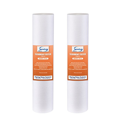 iSpring FP15X2 10" x 2.5" Universal Multi-layer Sediment Water Filter Replacement Cartridges 5 Micron, 2 Pack, White